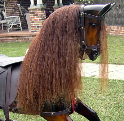 Large Chestnut Rocking Horse Head Auburn Hair